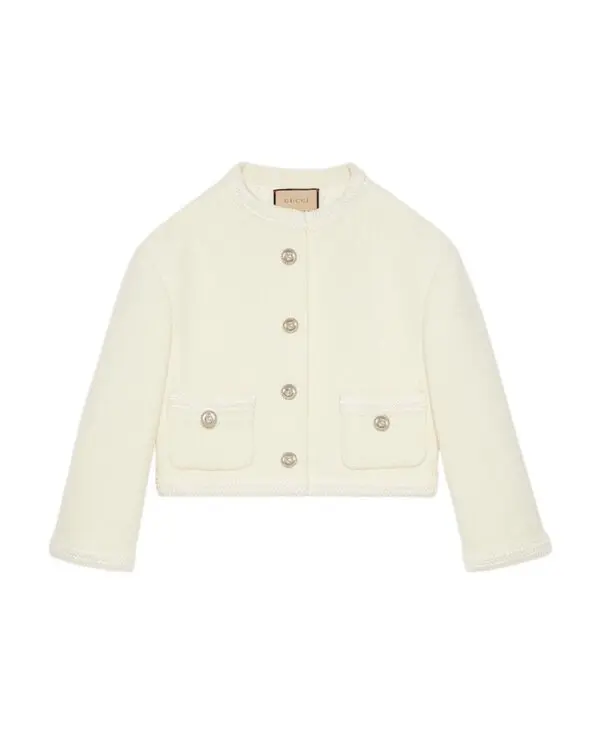 Gucci Button-up Cropped Tweed Blazer