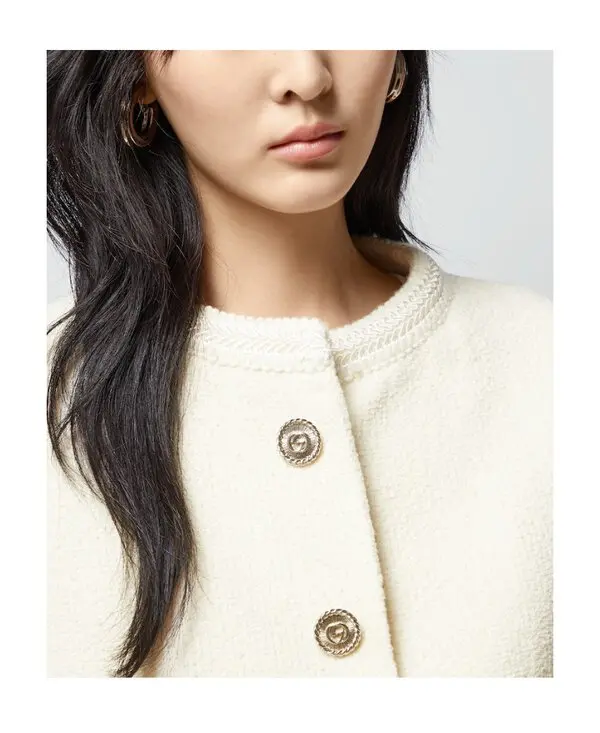 Gucci Button-up Cropped Tweed Blazer