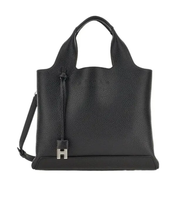 Hogan H Logo Charm Shopping Bag - Black