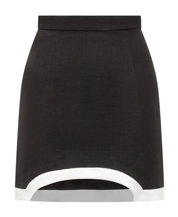 Casablanca Curved Cut-out Detailed Mini Skirt - Black