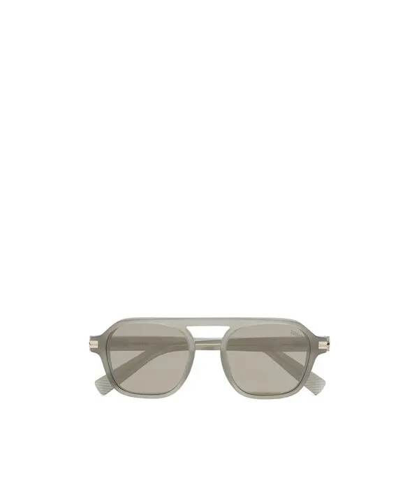 Zegna Oval Frame Sunglasses With Logo Detail - Green