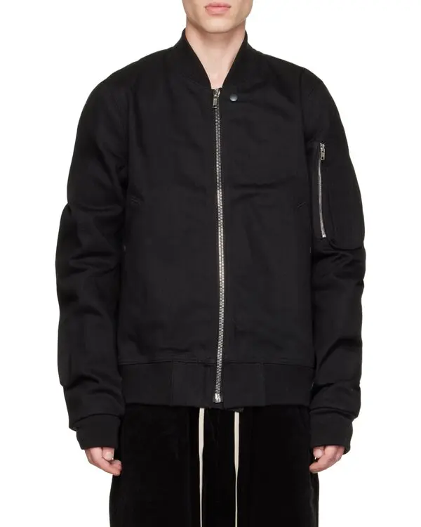 Rick Owens Logo Zipper Bomber Jacket - Black