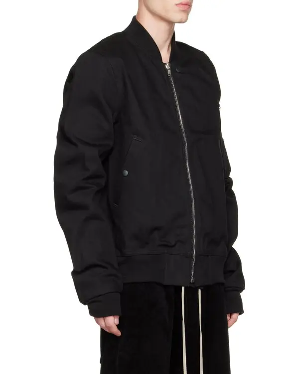 Rick Owens Logo Zipper Bomber Jacket - Black