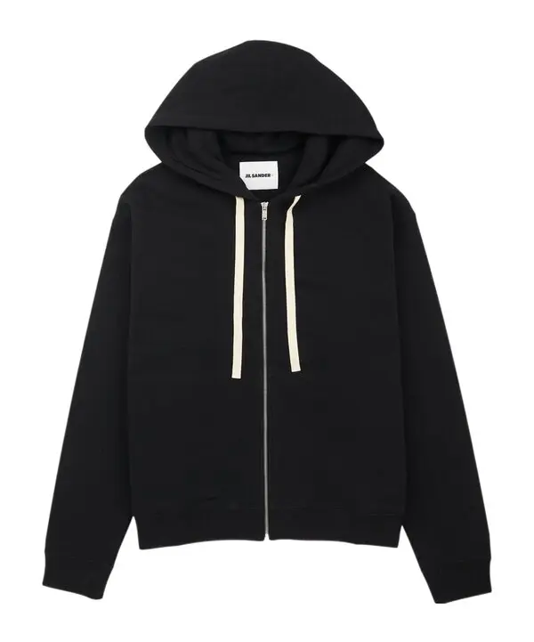 JIL SANDER Oversized Fit Zipped Hoodie - Black