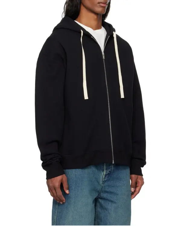 JIL SANDER Oversized Fit Zipped Hoodie - Black