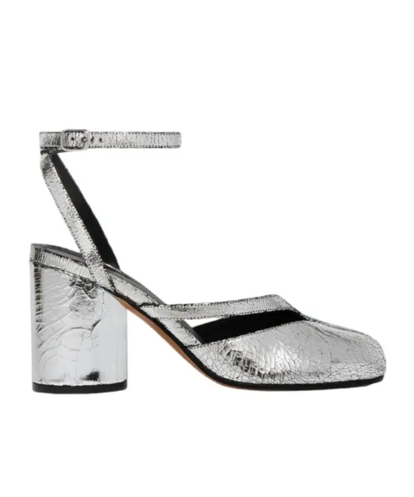 MAISON MARGIELA Tabi Split Toe Heeled Sandals - Silver