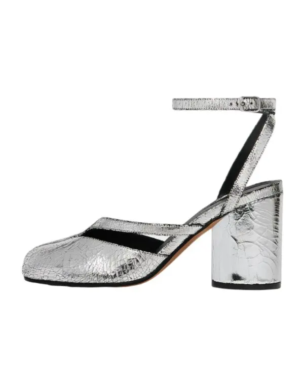 MAISON MARGIELA Tabi Split Toe Heeled Sandals - Silver