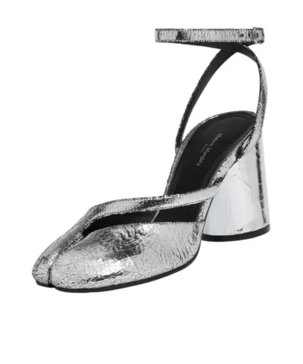 MAISON MARGIELA Tabi Split Toe Heeled Sandals - Silver
