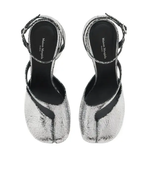 MAISON MARGIELA Tabi Split Toe Heeled Sandals - Silver