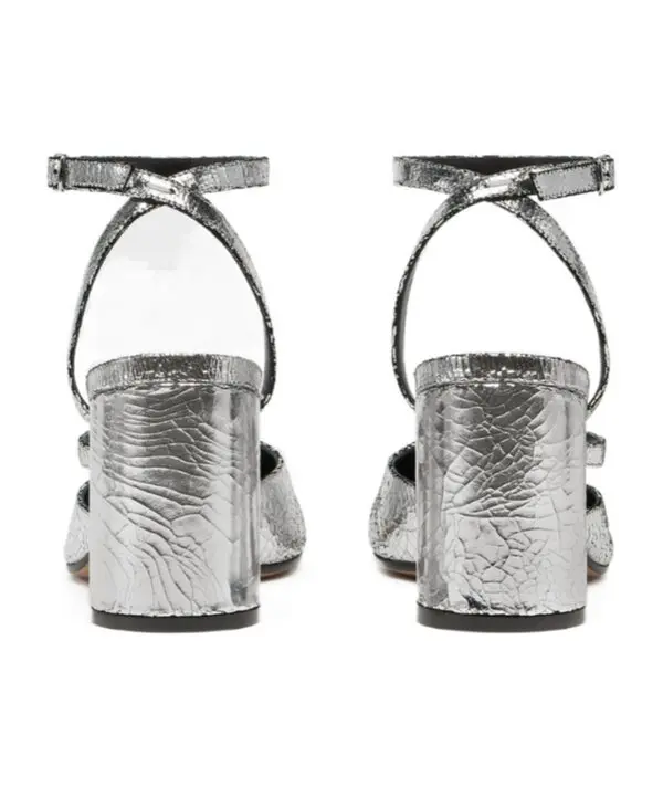 MAISON MARGIELA Tabi Split Toe Heeled Sandals - Silver