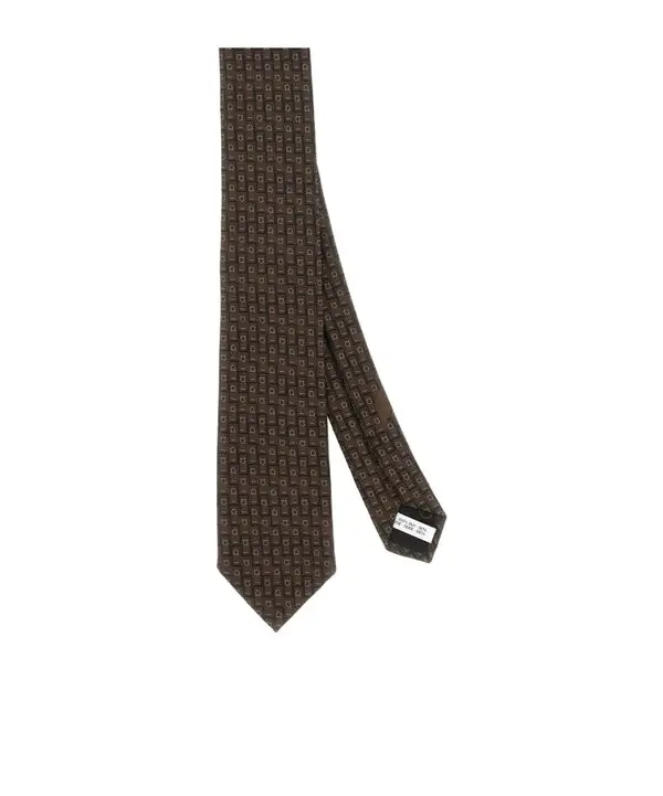 FERRAGAMO Monogram Jacquard Neck Tie - Black