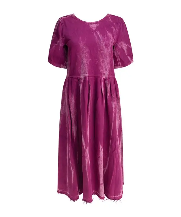 GANNI Open Back Short Sleeve Dress With Buckle Fastening - Purple