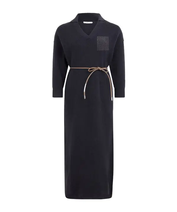 Peserico Belted Ribbed Knitted Dress