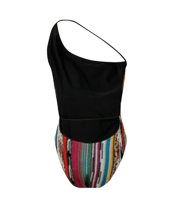 Missoni One-shoulder Striped Lurex One-piece Swimsuit