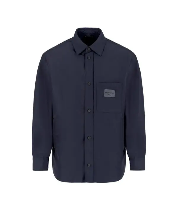 Emporio Armani Logo-patch Shirt Jacket - Navy Blue