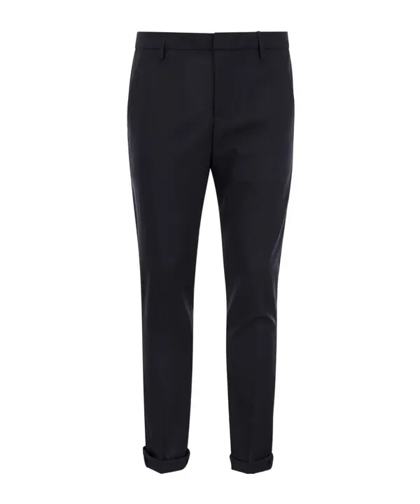 DONDUP Cuffed Slim Fit Pants - Black