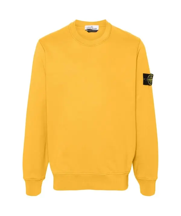 Stone Island Logo Patch Crewneck Sweatshirt - Mustard-colored