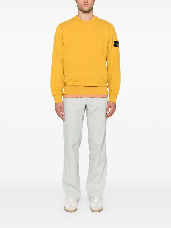 Stone Island Logo Patch Crewneck Sweatshirt - Mustard-colored