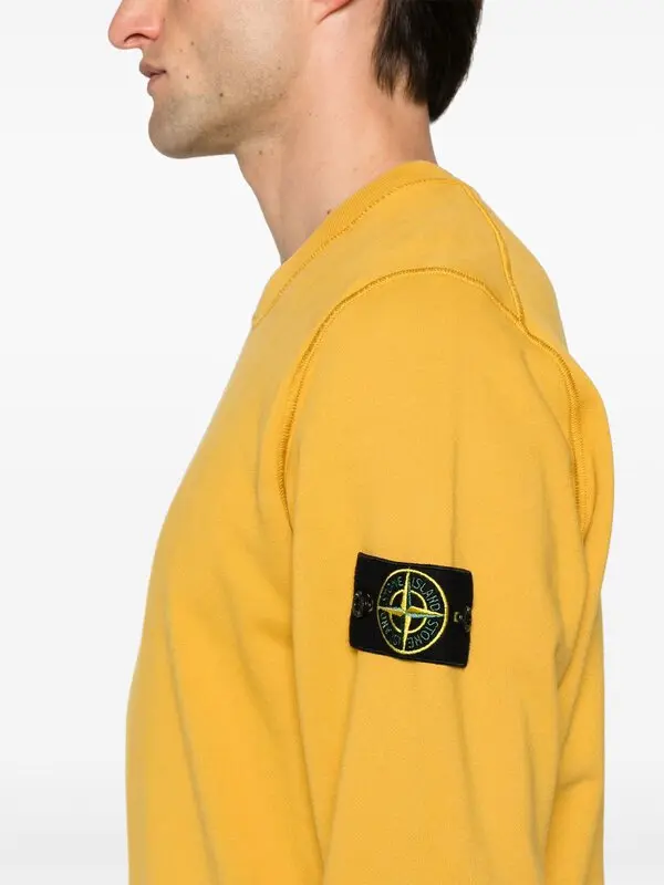 Stone Island Logo Patch Crewneck Sweatshirt - Mustard-colored