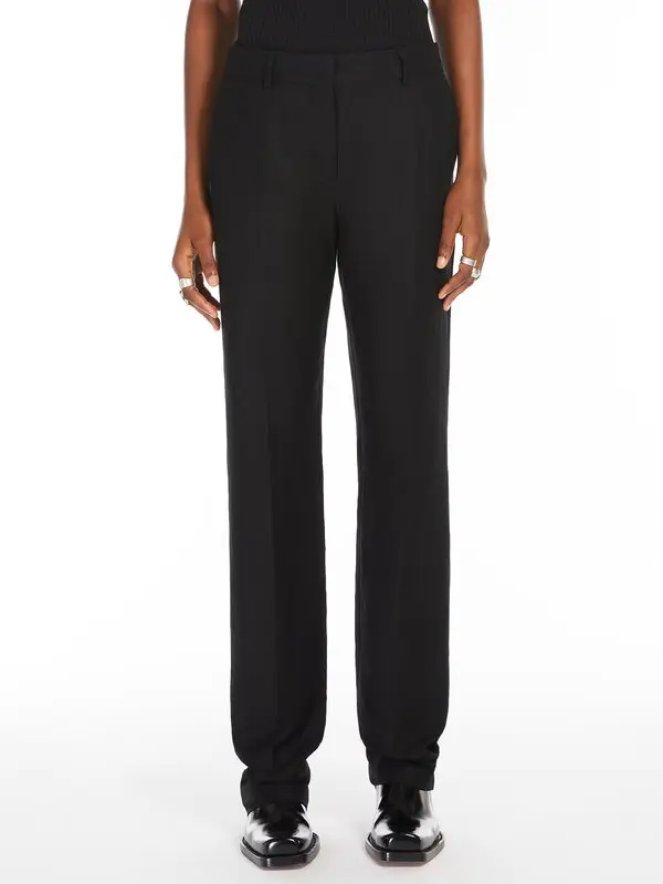 Sportmax Flared Viscose And Linen Twill Trousers