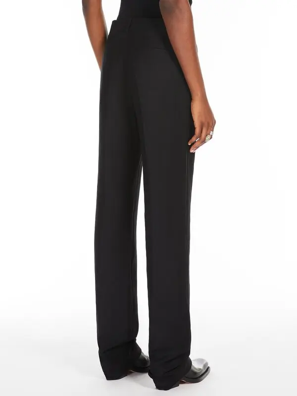 Sportmax Flared Viscose And Linen Twill Trousers