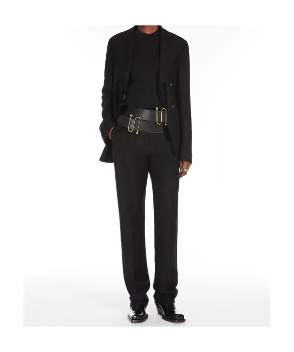 Sportmax Flared Viscose And Linen Twill Trousers