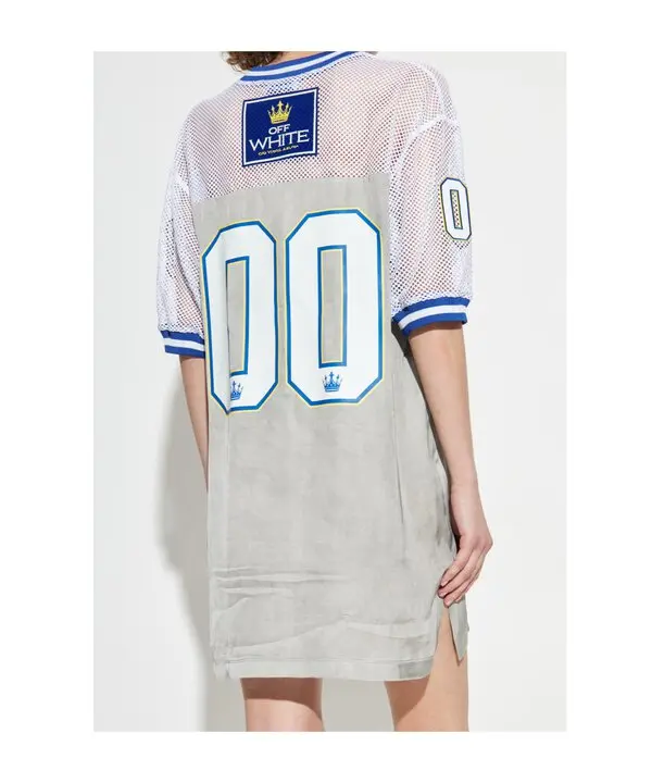 Off-White Logo Graphic V-neck Dress - Grey