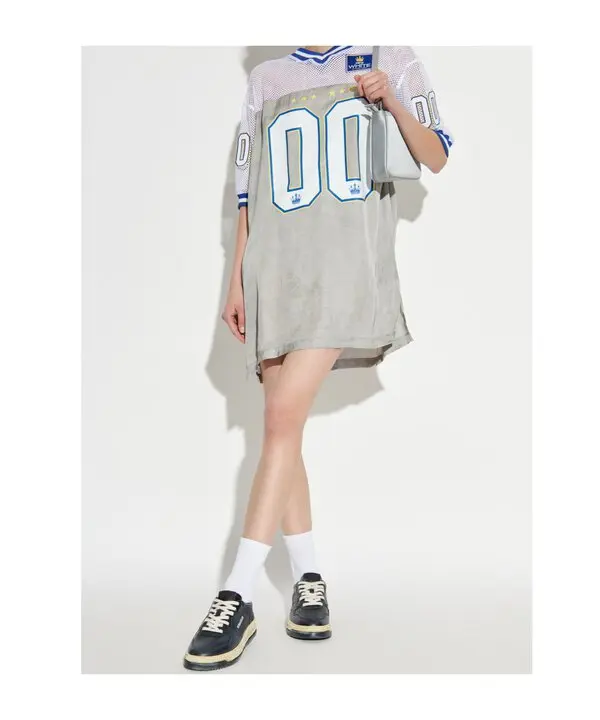 Off-White Logo Graphic V-neck Dress - Grey