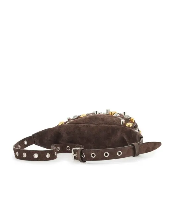 Valentino Garavani Suede Embellished Zip-up Belt Bag - Brown