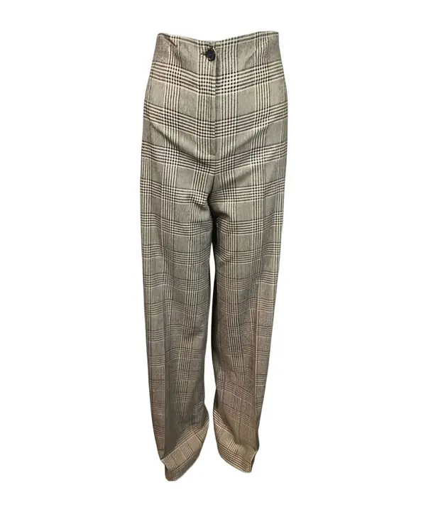 D.exterior Plaid Pattern Casual Pants - Multicolor