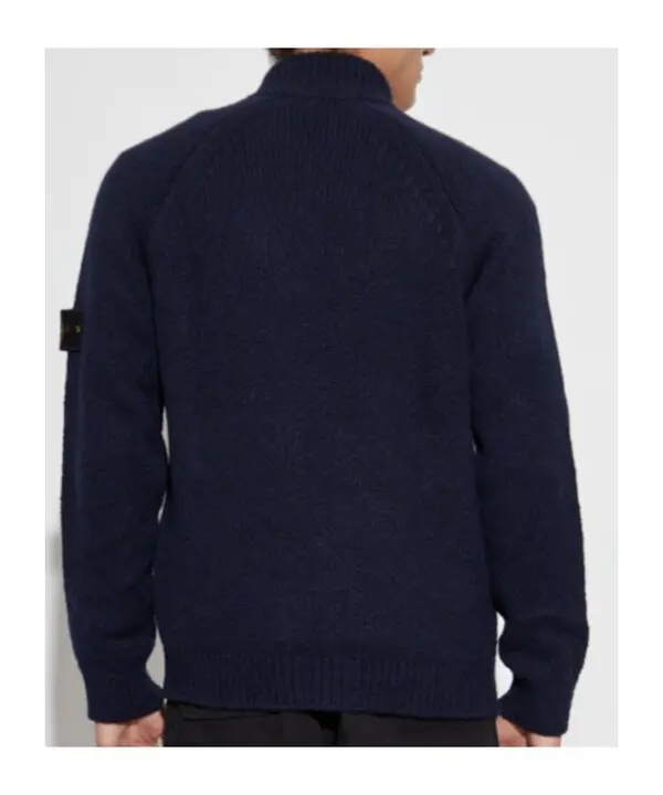 Stone Island Logo Patch Zip-up Cardigan - Blue