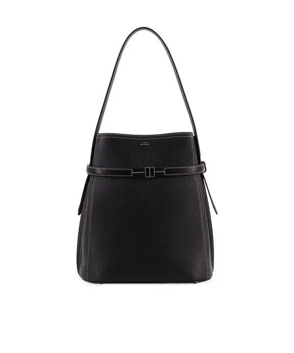 TOTEME Logo Printed Bucket Bag - Black