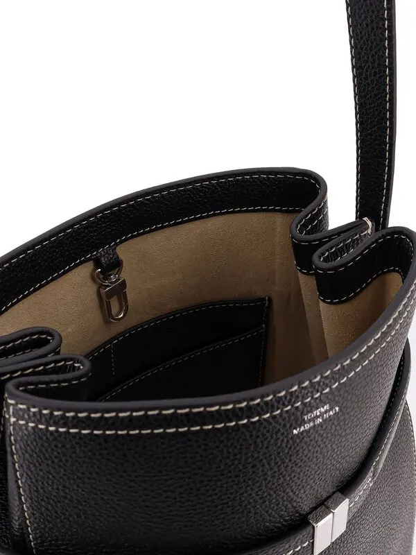 TOTEME Logo Printed Bucket Bag - Black