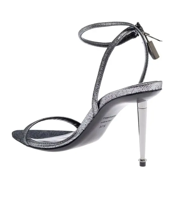TOM FORD Laminated Hammered Effect Heeled Sandals - Gray