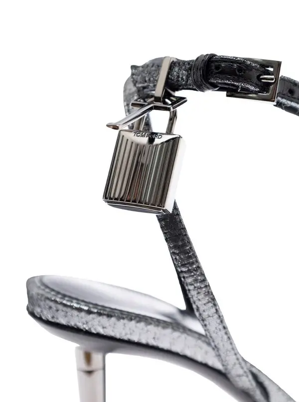 TOM FORD Laminated Hammered Effect Heeled Sandals - Gray