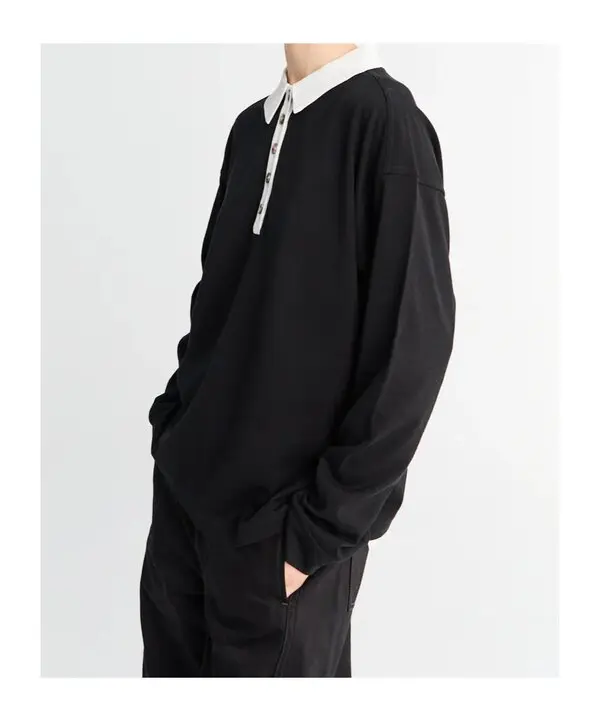 Khaite Faithful Buttoned Polo Top - Black