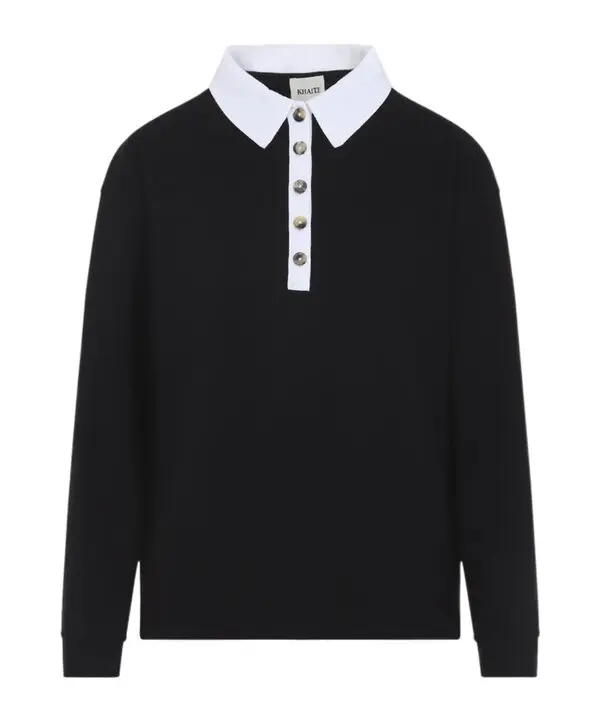 Khaite Faithful Buttoned Polo Top