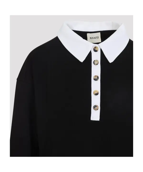 Khaite Faithful Buttoned Polo Top