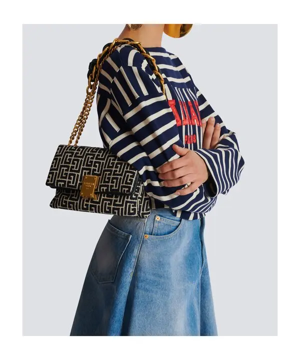 Balmain 1945 Soft Small Monogrammed Shoulder Bag