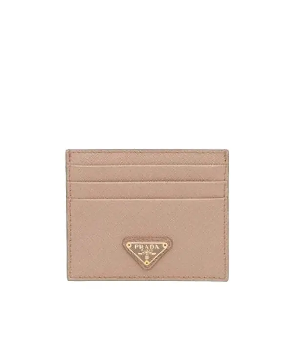 Prada Logo Plaque Cardholder - Nude