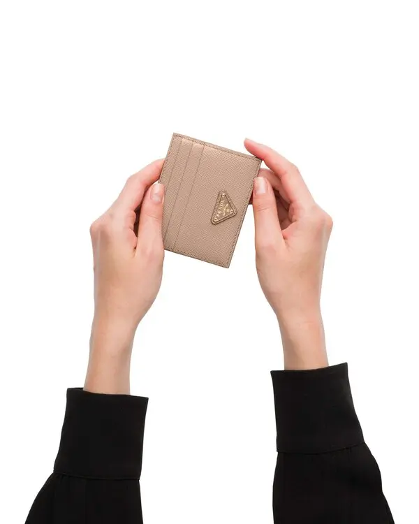 Prada Logo Plaque Cardholder - Nude