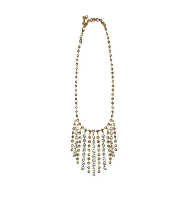 Alessandra Rich Embellished Crystal Pendant Chain Necklace - Yellow