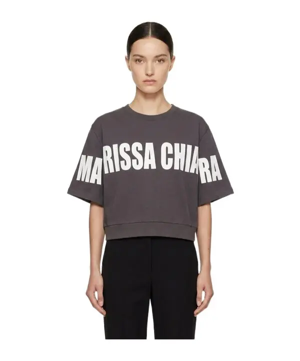 Marissa Chiara Big Logo Bat Short Sleeve Sweatshirt