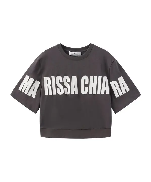 Marissa Chiara Big Logo Bat Short Sleeve Sweatshirt
