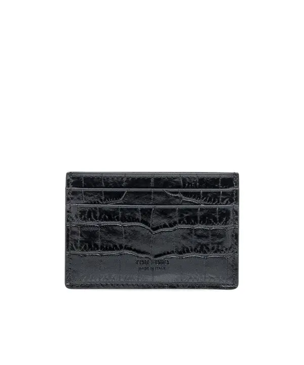 TOM FORD Crocodile-effect Cardholder - Black