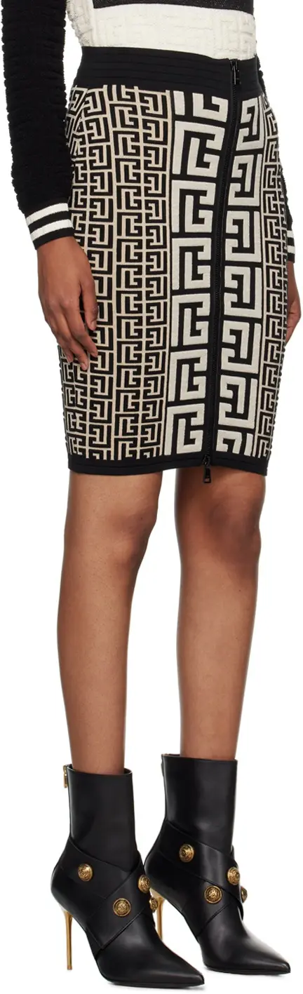 Balmain Monogram Zip-up Pencil Skirt