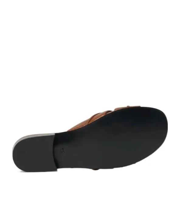 SCAROSSO Anna Woven Detail Slip-on Sandals - Tan