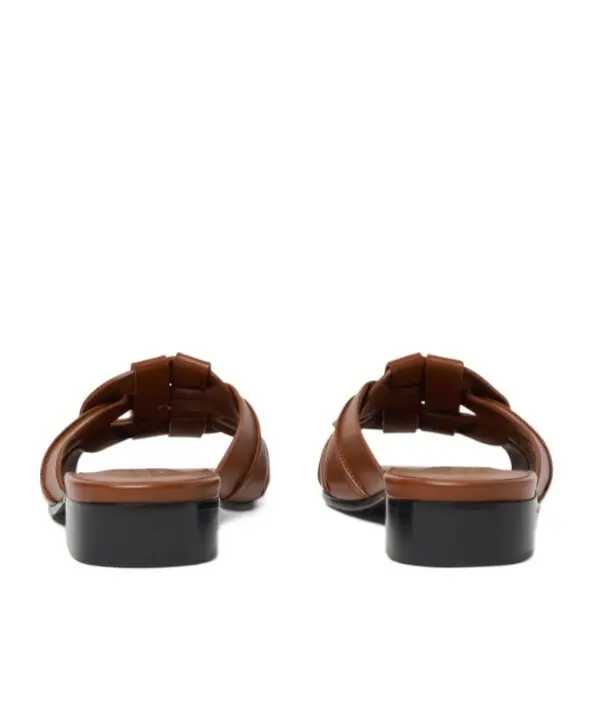 SCAROSSO Anna Woven Detail Slip-on Sandals - Tan