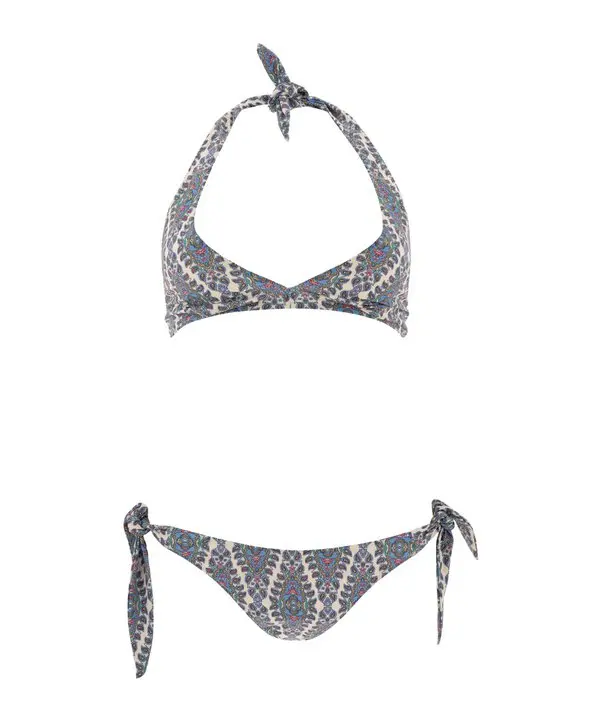 Etro Paisley Print Halterneck Bikini - Gray