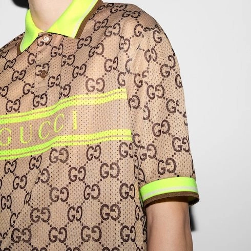 Gucci Mesh Gg Printed Polo Shirt